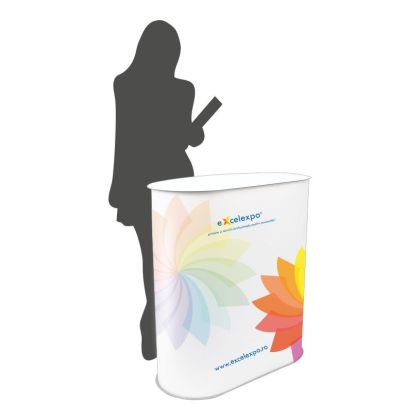 Tower Desk - Portable Oval Exhibition Stand Alucobond